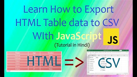 export html table to csv with javascript html 2 csv convert html table to csv js youtube