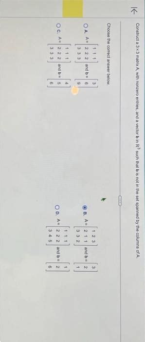 solved construct a 3×3 matrix a with nonzero entries and a