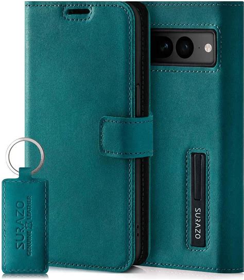 Etui Na Telefon Surazo Ze Skóry Naturalnej Wallet Case Turkusowy