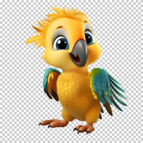 Premium PSD Cute Parrot Isolated On Transparent Background