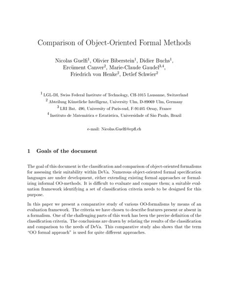 pdf comparison of object oriented formal methods