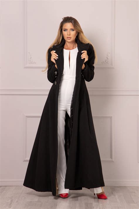 Maxi Fitted Coat Full Length Winter Coat Double Breasted Etsy