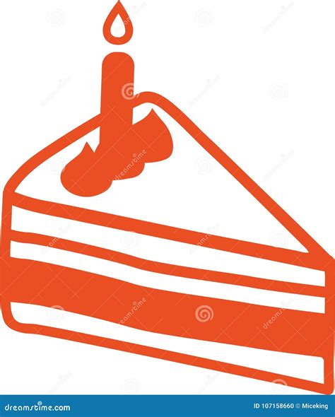 Pedazo De Torta Con La Vela Ilustración del Vector Ilustración de
