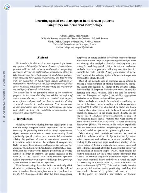 pdf learning spatial relationships in hand drawn patterns using fuzzy mathematical morphology