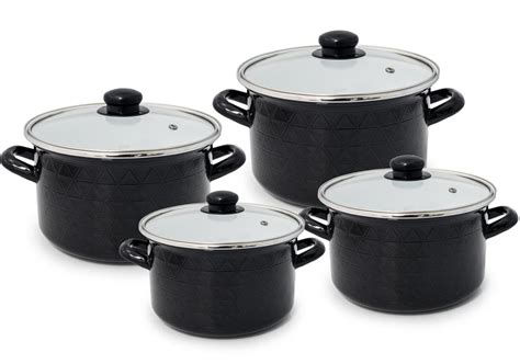 Garnki emaliowane Meyerhoff MH 3712 zestaw garnków 16 18 20 22 cm