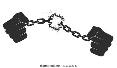 Male Hands Breaking Steel Chain Handcuffs Stock Vector Royalty Free