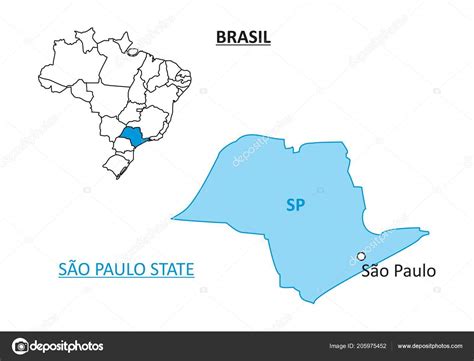 Mapa Estado São Paulo Sua Localização Território Brasileiro Vetor de