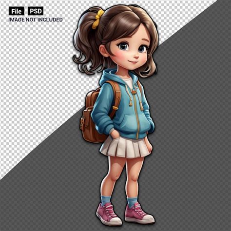 Personaje De Dibujos Animados En 3D Chica Estudiante Linda Archivo