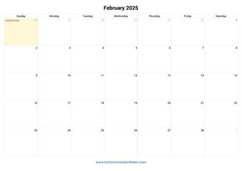 Australian Calendar February 2025 Printable Free Audra Candide