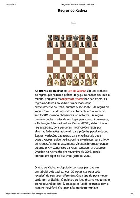 Regras Do Xadrez Rei