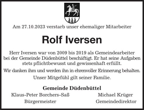 Rolf Iversen Nachruf Stader Tageblatt