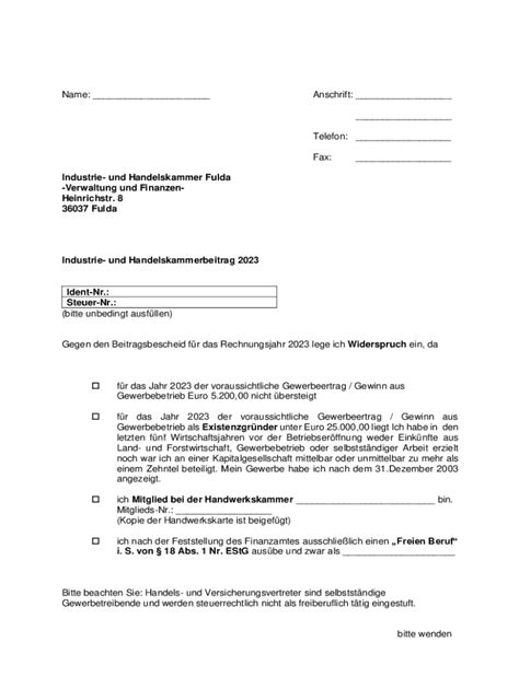 Ausfüllbar Online Name Anschrift IHK Fax Email Drucken pdfFiller