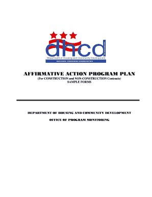 Fillable Online Dhcd Dc AFFIRMATIVE ACTION PROGRAM PLAN Dhcd