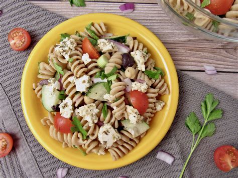 Mediterranean Pasta Salad With Tofu Feta Joyful Balance