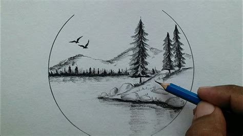 Easy Pencil Sketches Of Nature Scenery