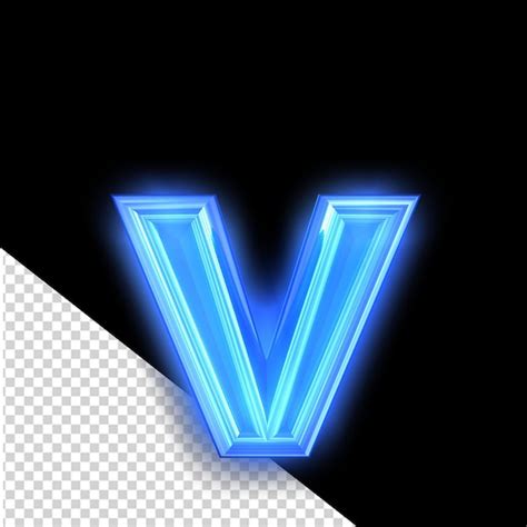 Símbolo de neón azul letra v Archivo PSD Premium