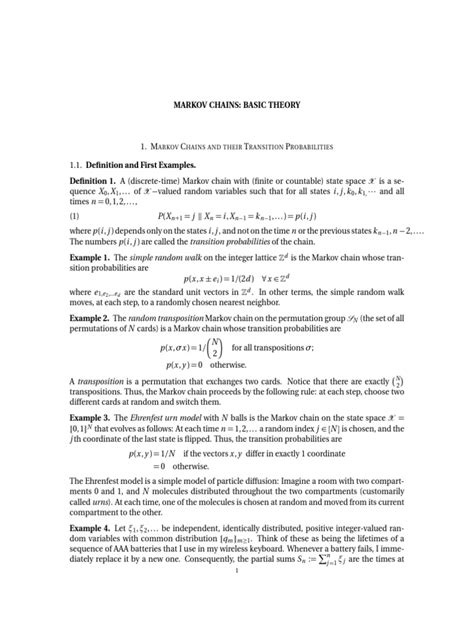 cadena de markov pdf markov chain matrix mathematics