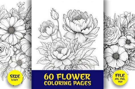 60 Beautiful Flower Coloring Pages Graphic By Waliullah Solutions · Creative Fabrica