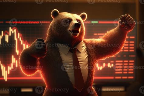 Bear Bearish Divergence In Stock Market And Crypto Currency With Red