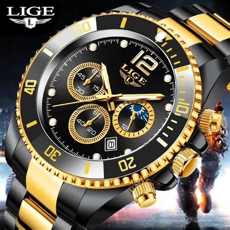 Lige Watches Mens Top Brand Luxury Clock Casual Stainless Steel Hour