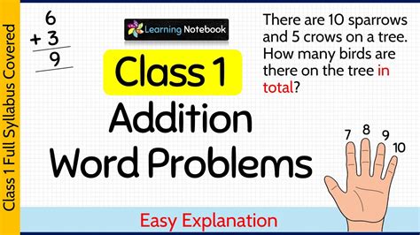 Class Maths Addition Word Problems Class Word Problems Math Youtube