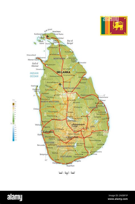 Physische Und Politische Landkarte Sri Lankas Adobe Illustrator Ai