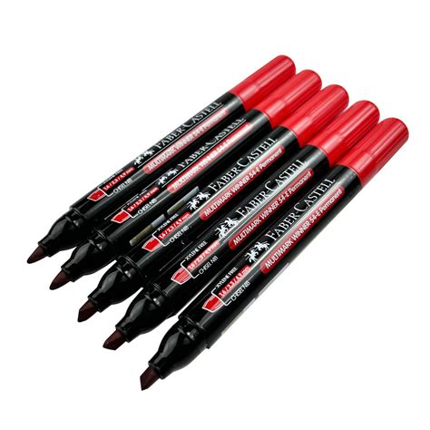 Marcador Permanente Punta Biselada Color Rojo 54 E Faber Castell