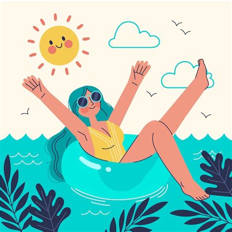Dibujado a mano ilustración de verano Vector Premium