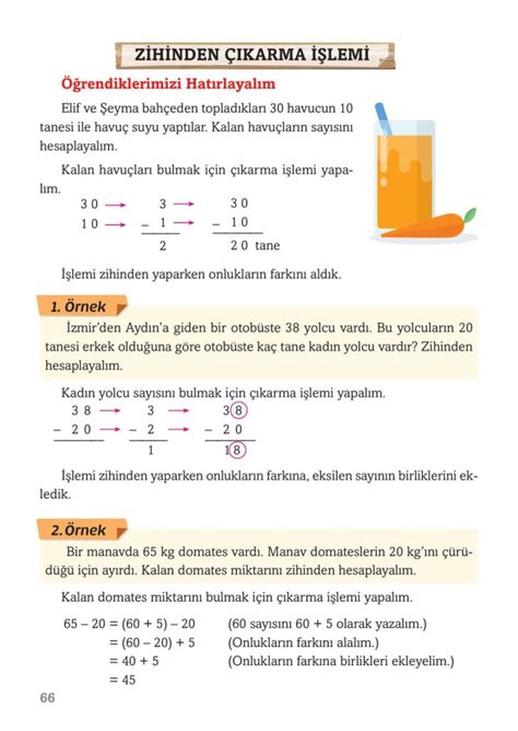 3 Sınıf Matematik Ders Kitabı Ekoyay Yayınları Sayfa 66 Cevapları