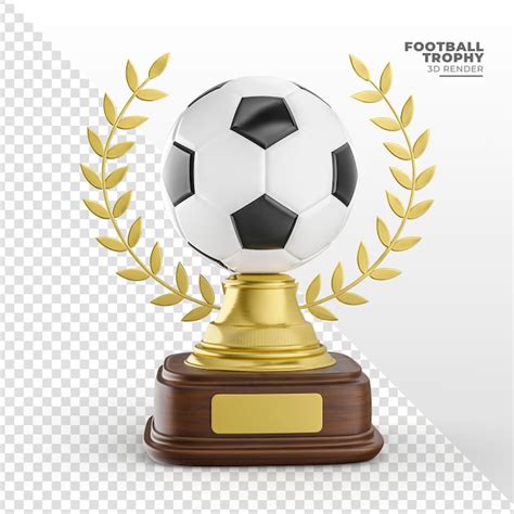 Troféu de ouro em forma de bola de futebol em renderização 3d PSD Premium