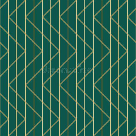 Vintage Art Deco Seamless Pattern Line Art Geometric Gold Shapes