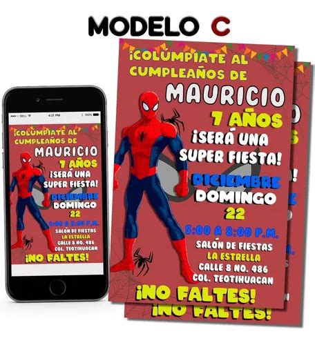 Invitación Spider man Hombre Araña Digital Personalizada en venta en