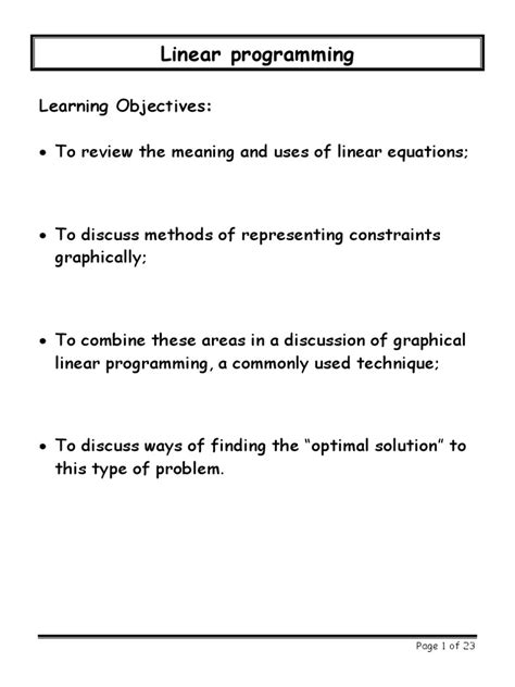 lecture 9 pdf linear programming mathematical optimization