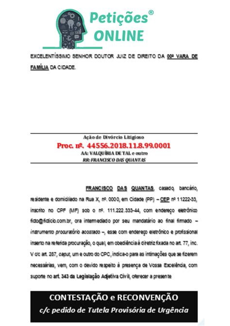Modelo de Contestação Reconvenção Novo CPC Mesma peça