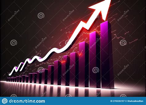 D Graph Showing Rise In Profits With Arrow Growing Graph Business
