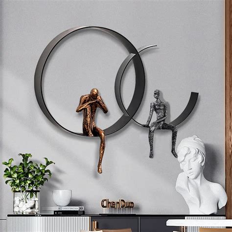 Modern 3D Wall Decor Artistic Figure Metal Resin Wall Art In Black