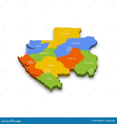 Gabon Political Map Of Administrative Divisions Cartoon Vector