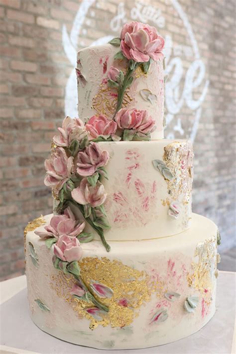 Tier Fondant Iced Wedding Cake With Cascading Sculpted Roses