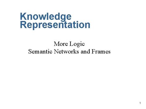 knowledge representation more logic semantic networks and frames