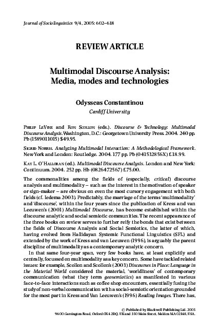pdf multimodal discourse analysis media modes and technologies mahmoud abdulfattah