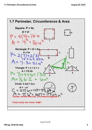 Area Perimeter And Circumference Pdf Area Perimeter And