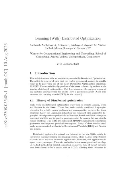 learning with distributed optimization deepai