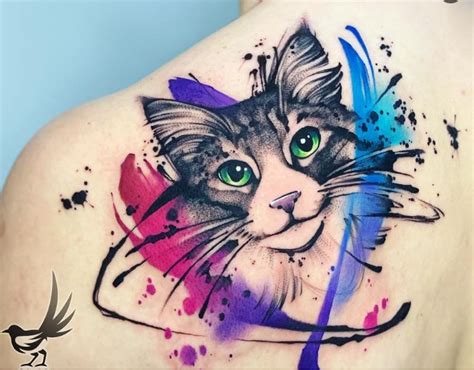 Watercolor Cat Tattoos That Are Truly Ethereal
