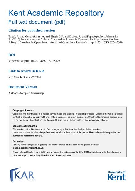 pdf formulating and solving sustainable stochastic dynamic facility layout problem a key to