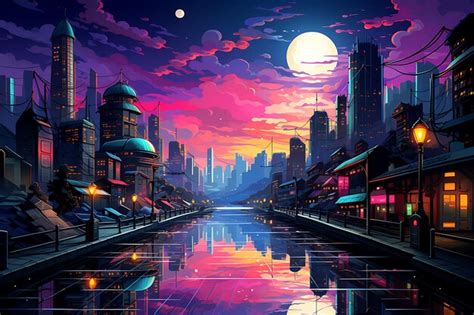 Cyberpunk megacity sumérgete en las calles iluminadas con luces de neón