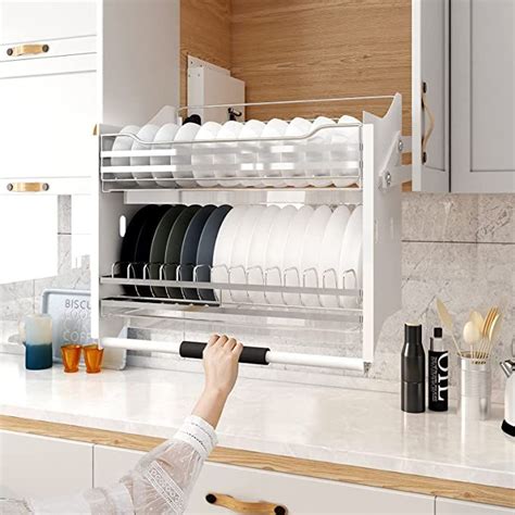 WHIFEA 2 Tier Pull Out Cabinet Organizer Drop Down Shelf Blind Pull