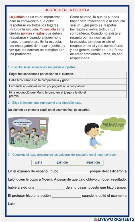 Justicia En La Escuela Worksheet Valor De La Responsabilidad Temas