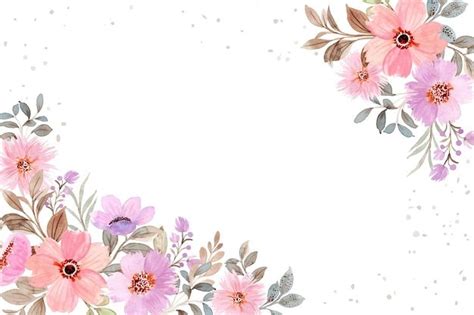 Fundo Rosa Roxo Moldura Floral Aquarela Vetor Gr Tis Rosas