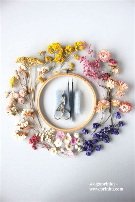 Dried Flower Arrangements Embroidery Hoop Art By Olga Prinku Flower