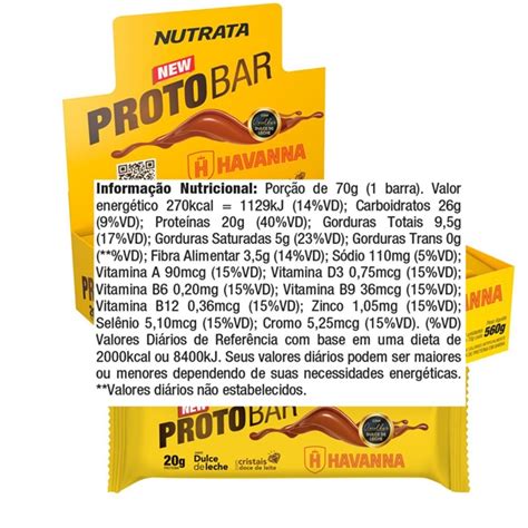 Barra de Proteína Protobar Havanna 8X70G Nutrata PROTOBAR HAVANNA